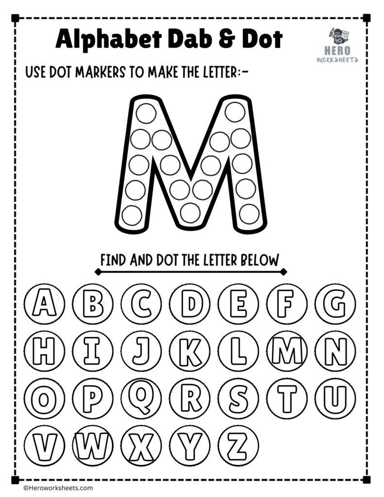 Alphabet Dab and Dot Worksheets Printables PDF Download