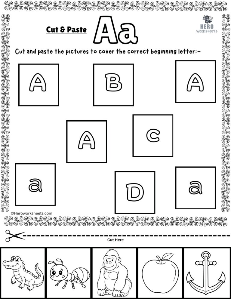 Alphabet Cut and Paste Worksheets Printables PDF Download