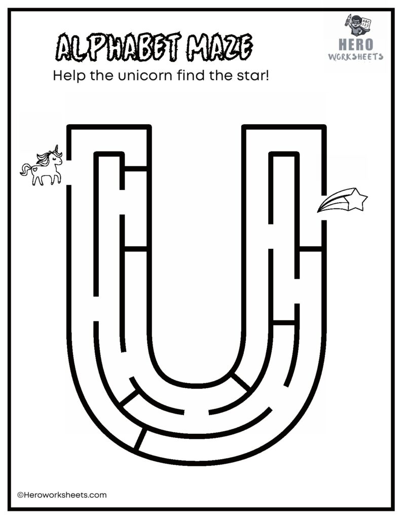 Free Uppercase Alphabet Mazes Worksheets - A to Z Mazes