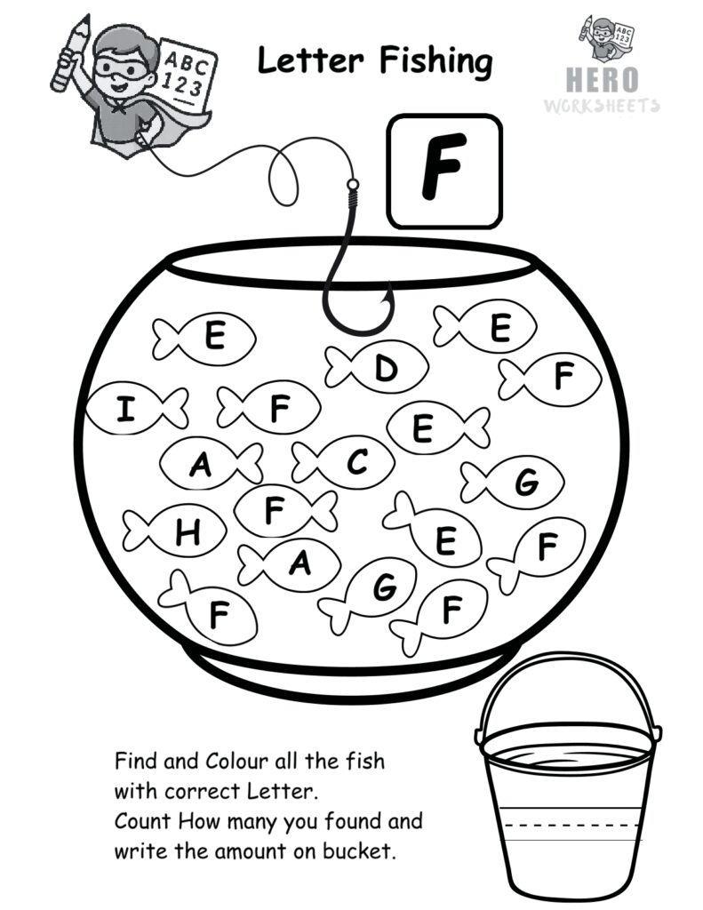 Alphabet Letter Fishing Worksheets Printables PDF Download