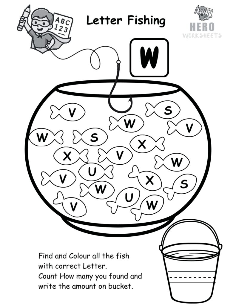 Alphabet Letter Fishing Worksheets Printables PDF Download
