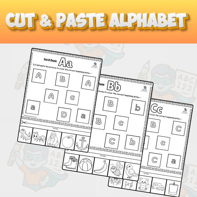 Alphabet Cut and Paste Worksheets Printables PDF Download